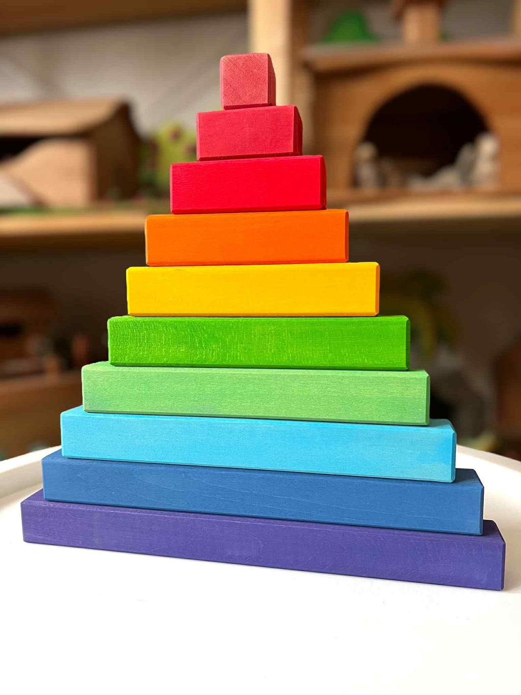 Green Elephant Building Steps Rainbow Counting Blocks – 100-Piece Wood ...