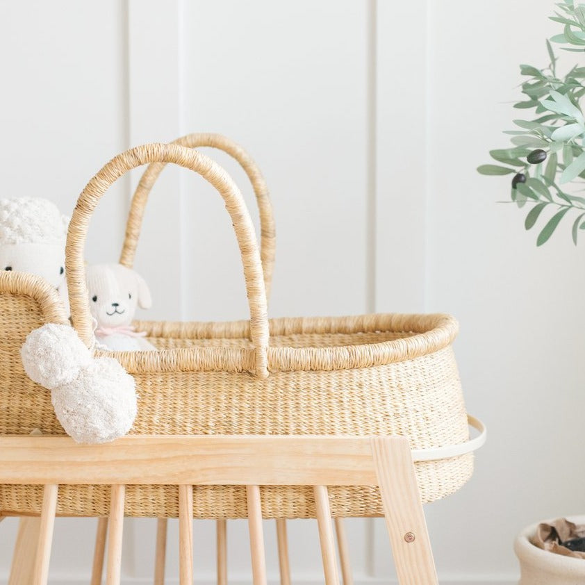 Plum+Sparrow Modern Rocking Moses Bassinet Stand with brake Natural ...