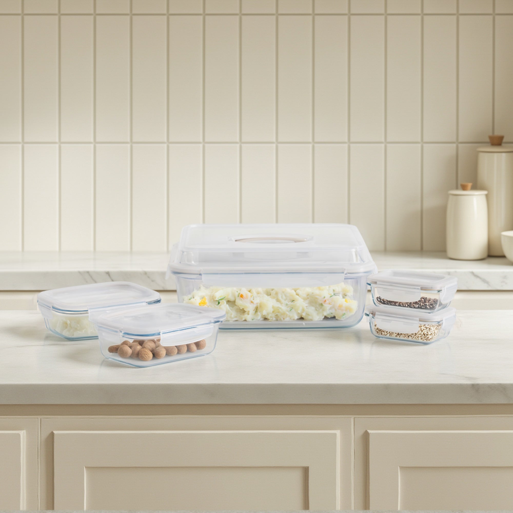 Genicook Bake & Carry Glass Set (5 Containers, Vanilla) - Gimme the ...