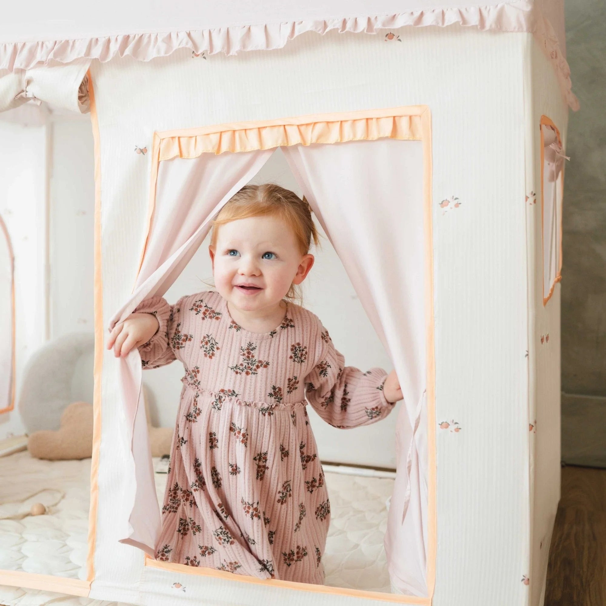 Tiny Land® Sweet Citrus Kids Play Tent – White and Pink Indoor Playhou ...