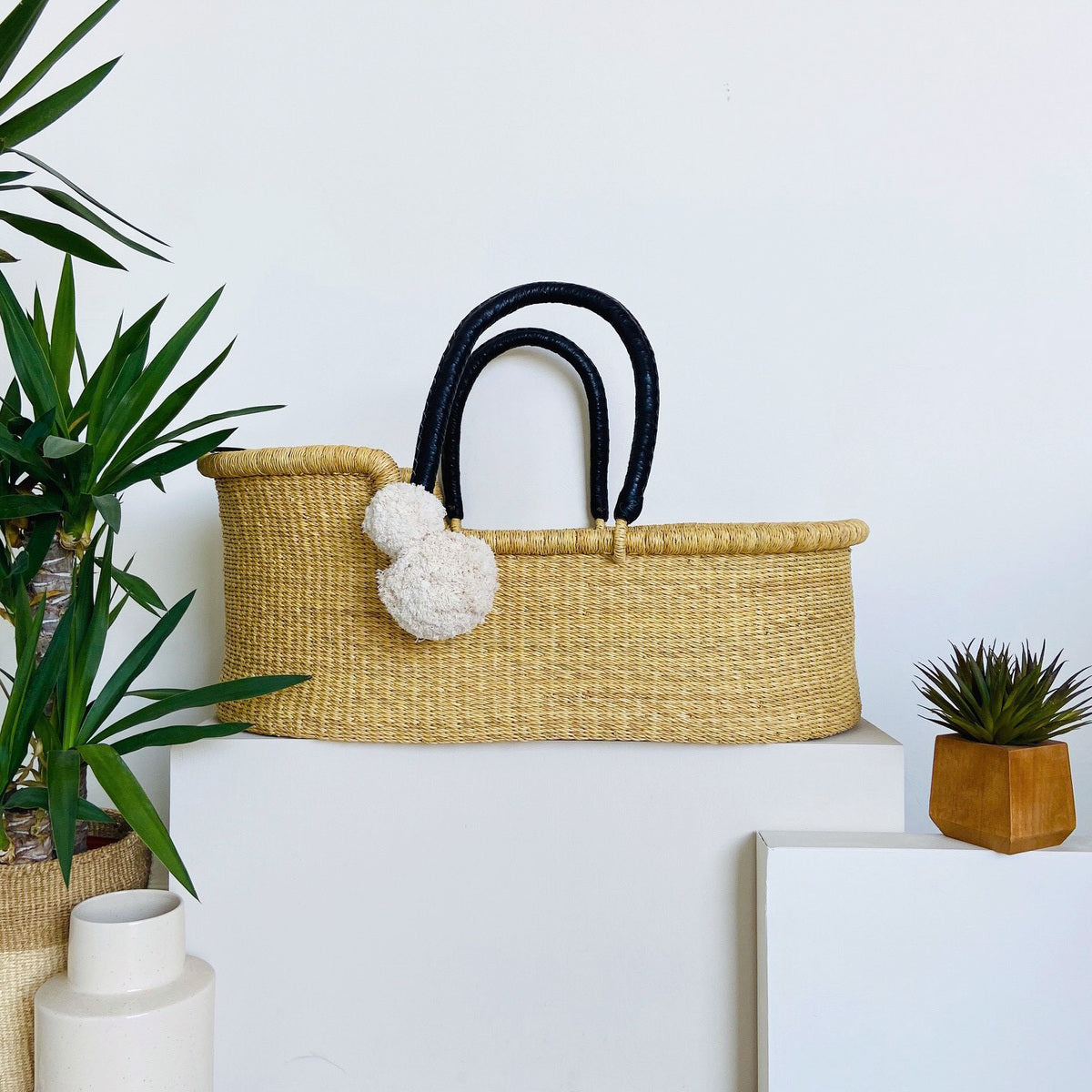 Plum+Sparrow African Moses Basket Black Handle - Gimme the Good Stuff