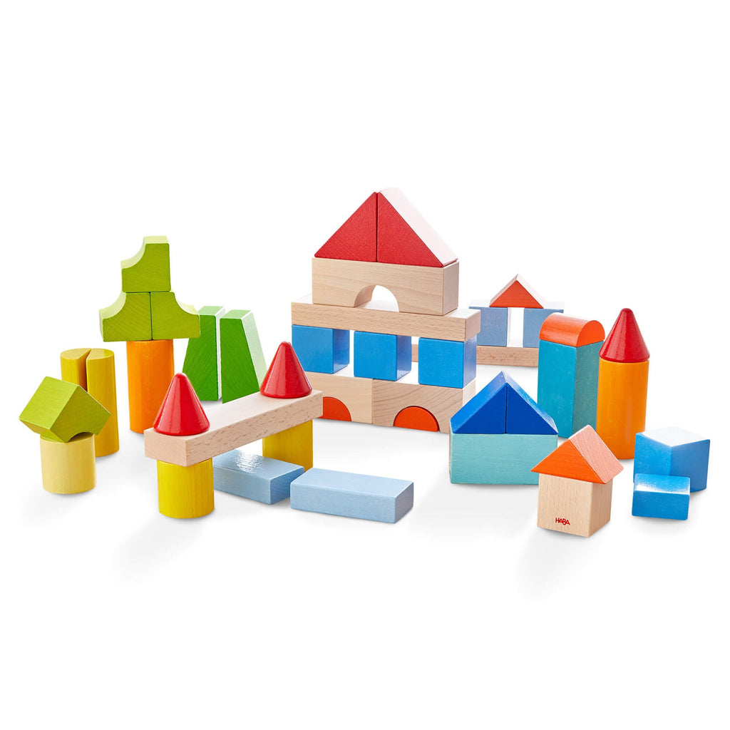 HABA Colored Wooden Building Blocks - 46 Piece Set - Gimme the Good Stuff