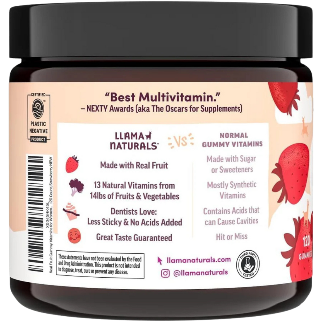 Llama Naturals Womens Multivitamin Gummies, Strawberry (120 ct) - Gimme ...