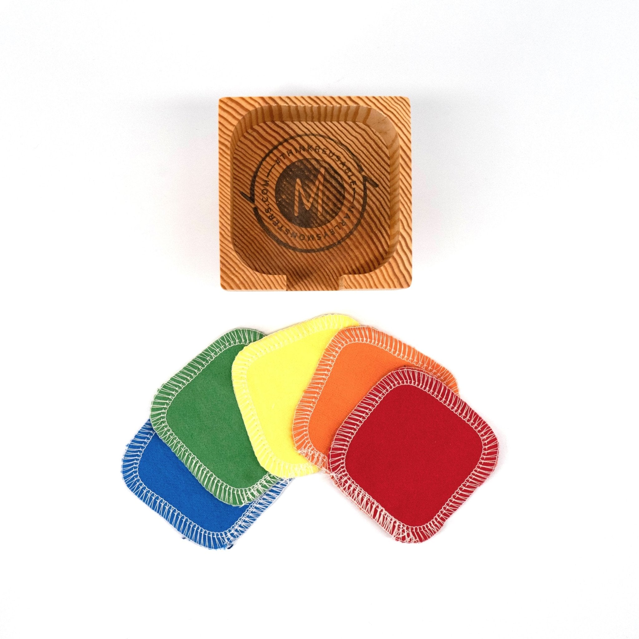 Wooden Facial Round Container with 20-Pack of Reusable Facial Rounds ...